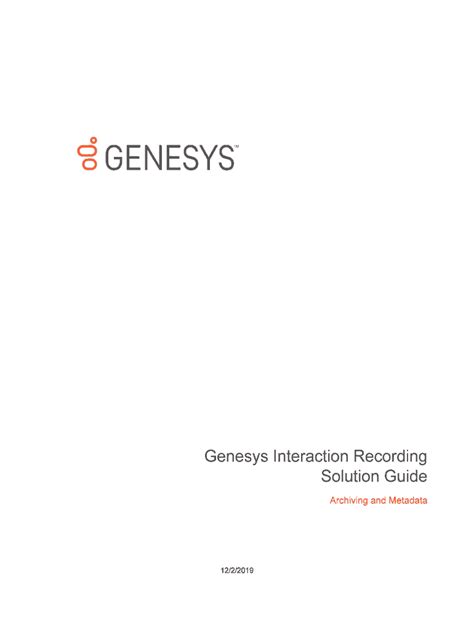 Fillable Online Genesys Interaction Recording Solution Guide Fax Email Print Pdffiller