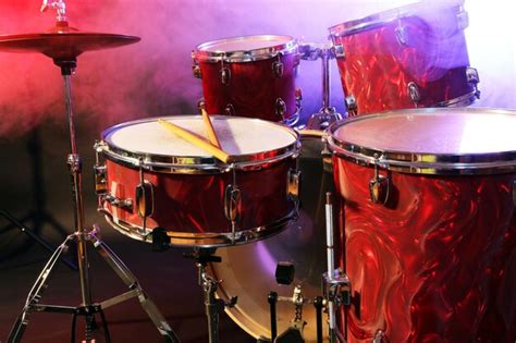 Premium Photo Drums Set And Sticks Closeup