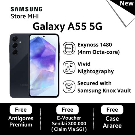 Jual Samsung Galaxy A55 8 256GB 5G Original Garansi Resmi Antigores Premium Dan Case Araree