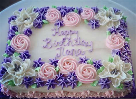 90th Birthday Flower Sheet Cake