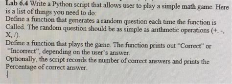 Solved Lab Write A Python Script That Allows User To Chegg