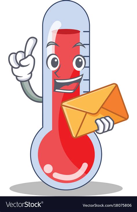 With Envelope Thermometer Character Cartoon Vector Image