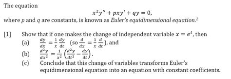 The Equation X2y” Pxy Qy 0 Where P And Q Are Constants Is