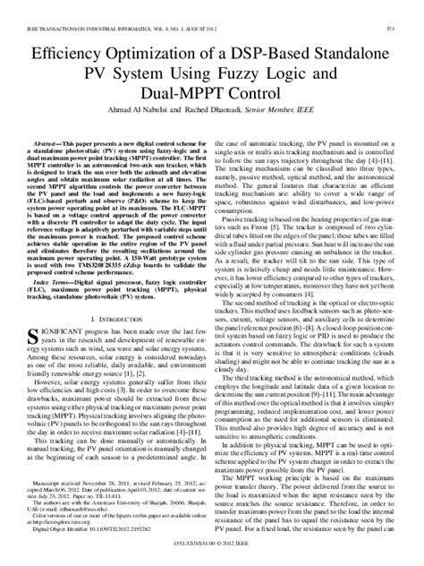 Pdf Efficiency Optimization Of A Dsp Based Standalone Pv System Using