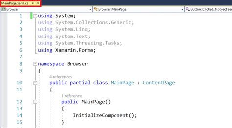 button adapter web browser in android using xamarin forms