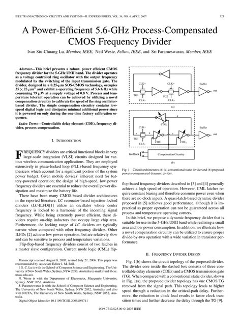 PDF A Power Efficient 5 6 GHz Process Compensated CMOS Frequency Divider