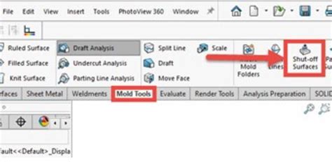 Solidworks Mold Tools Shut Off Surfaces Parting Surfaces And