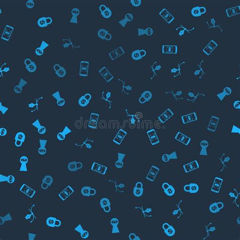 Set Money Lock Mobile And Eye Scan Bezier Curve And Keyhole With On