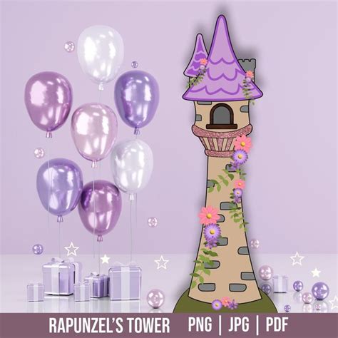 Rapunzels Tower Tangled Inspired Princess Tower Cartoon Character Cutouts Digital File Png