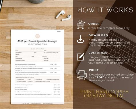 Editable Post Operation Manual Lymphatic Drainage Massage Intake Form