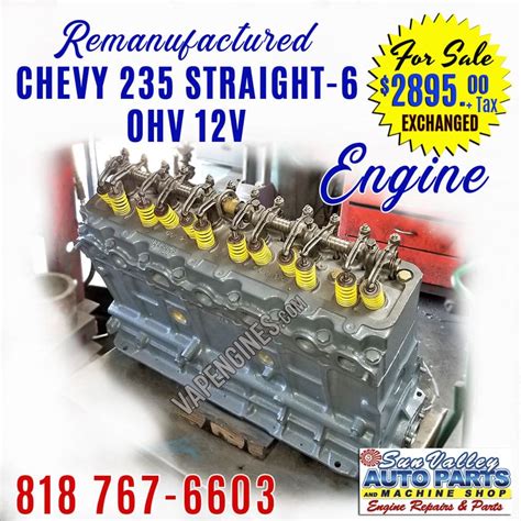 Remanufactured Chevy 235 Engine Sale Straight 6