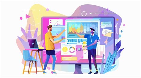 two male characters creating visualization premium ai generated vector