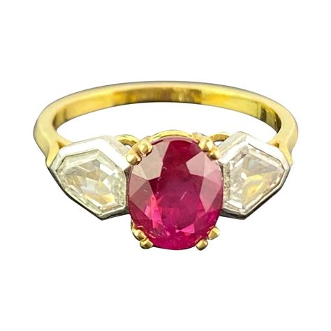 Three Stone Ruby And Diamond Engagement Ring For Sale At 1stdibs