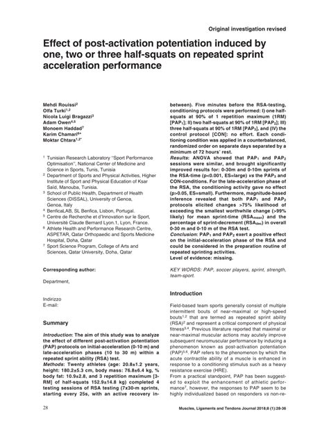 Pdf Effect Of Post Activation Potentiation Induced By One Two Or