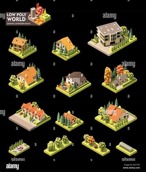 Vector Isometric World Map Creation Set Combinable Map Elements