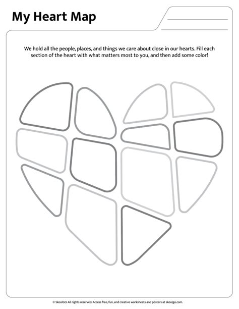My Heart Map Worksheet For Kindergarten 2nd Grade