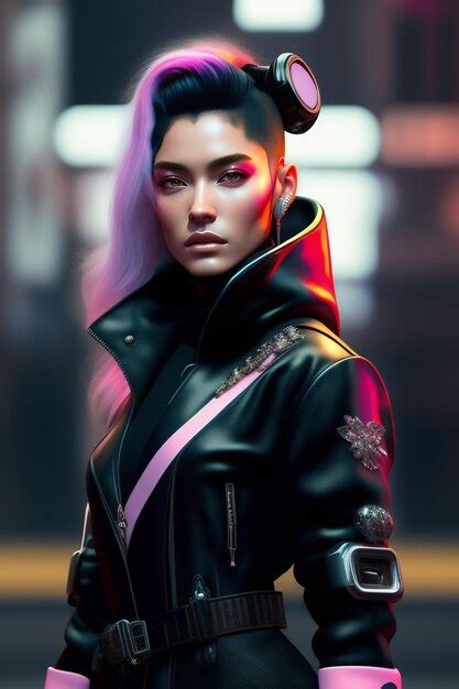 Premium Ai Image A Woman In A Black Leather Jacket