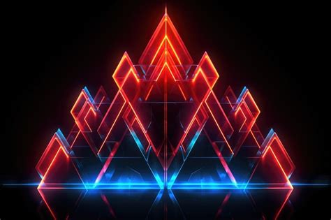 Premium Photo Abstract Glowing Neon Geometric Shapes On Dark Background Created With Generative Ai