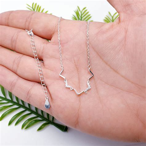 Cubic Zirconia Sterling Silver Dainty Necklace Silver Scene