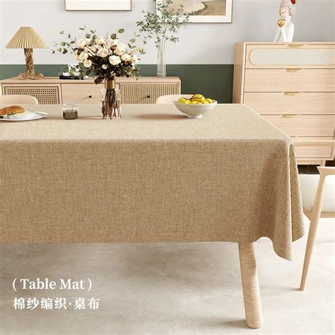 Cotton And Linen Tablecloth Japanese Style Solid Color Rectangular