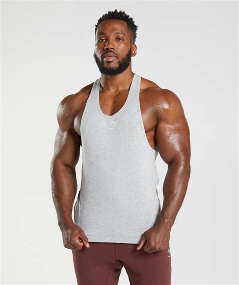 Stringers Men Gymshark React Stringer Light Grey Core Marl