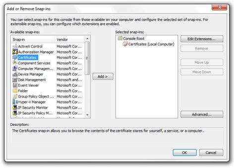 exporting a certificate from the windows certificate store for use by