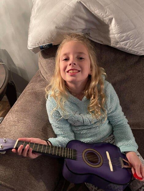 High Angle View Of Cute Girl Premium Photo