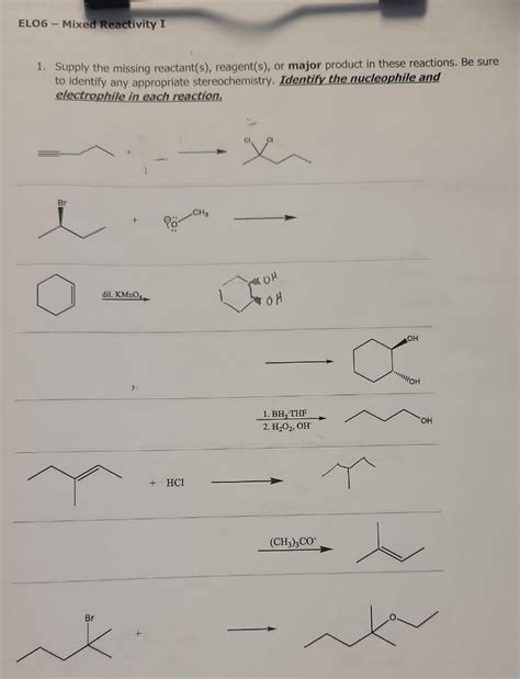 Solved 1 Supply The Missing Reactant S Reagent S Or