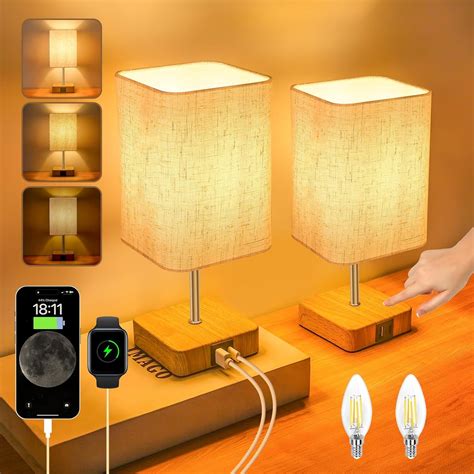 Touch Control Usb Table Lamp Dimmable Nightstand Lamps With Usb