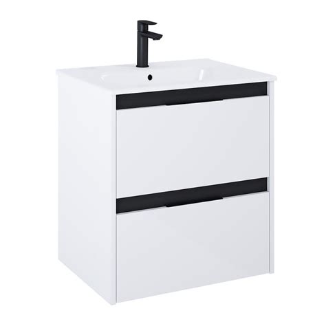 Долен шкаф за баня с мивка в бяло и черно Alpine 605