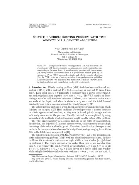 Discrete And Continuous Dynamical Systems Supplement 2007 Pp 240 249
