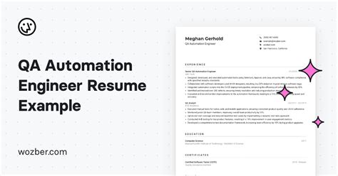 Qa Automation Engineer Resume Example