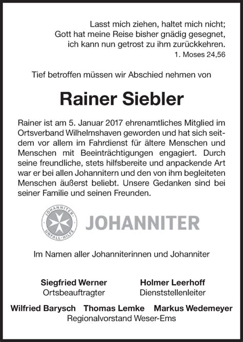 Traueranzeigen Von Rainer Siebler Nordwest Trauerde