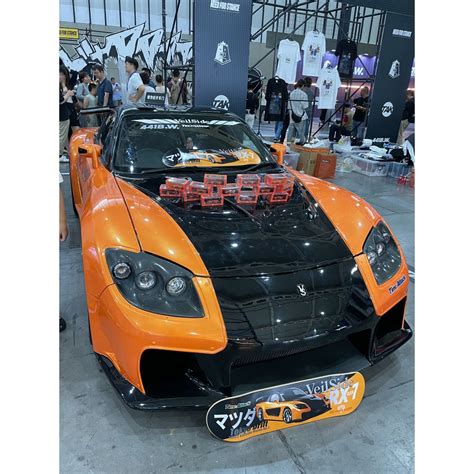 ใหม่ล่าสุด Timemicro 1 64 Mazda Rx7 Veilside Car Model Orange Black