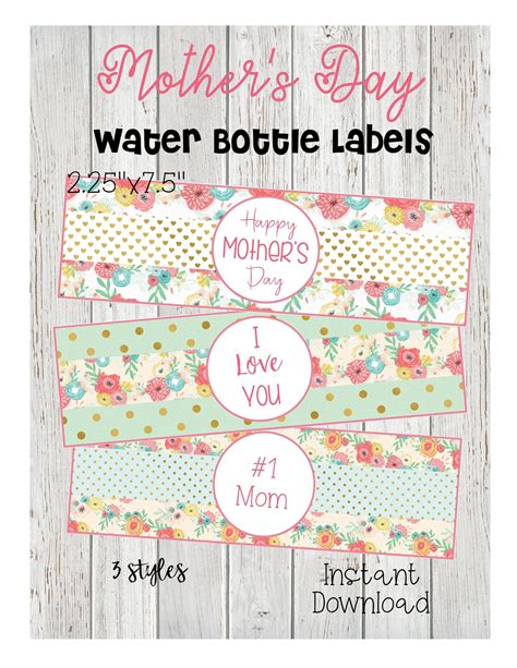 Mothers Day Water Bottle Labels Drink Labels Printable Etsy