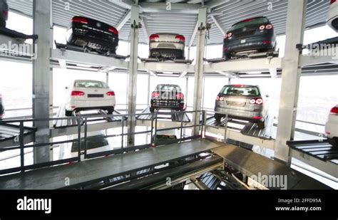 Rising Empty Elevator In Modern Glassy Tower For Car Parking Stock Video Footage Alamy