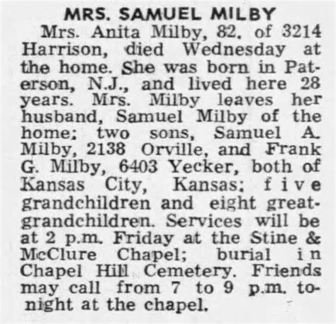 Obituary For Samuel Milby Aged 82 ™