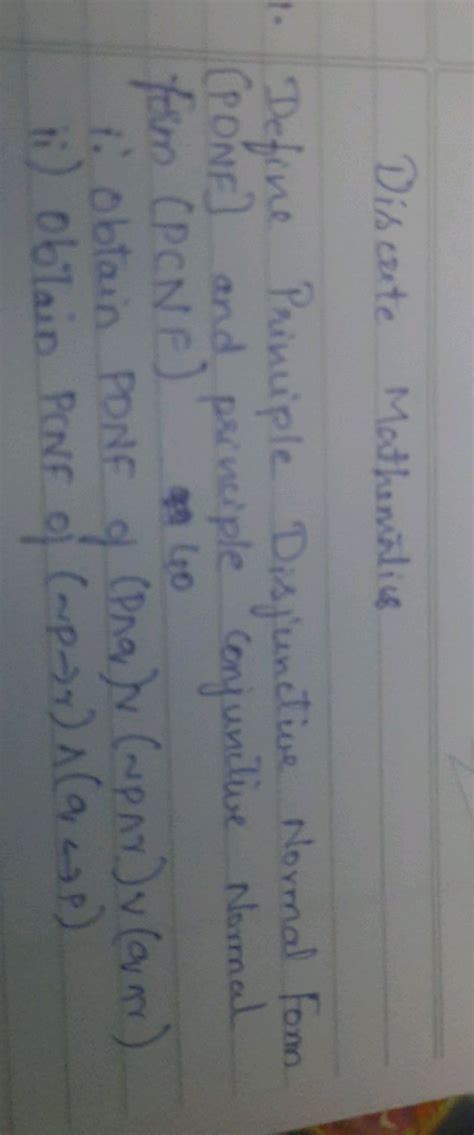 1 Define Principle Disjunctive Normal Form Studyx