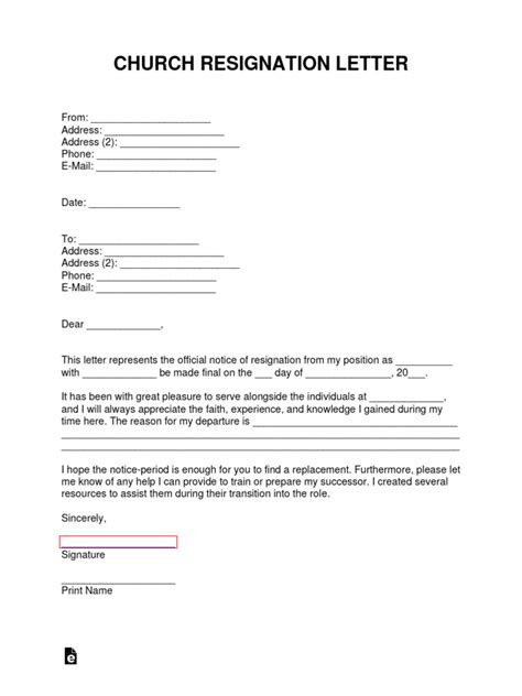 Church Resignation Letter Pdf