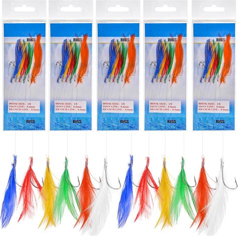Agool Mackerel Rigs 510 Packs 6 Colors Stainless Steel Hooks