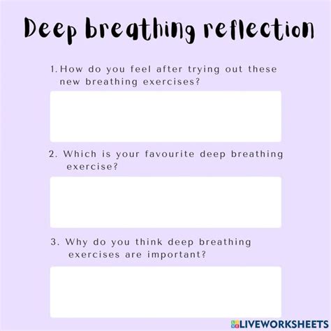 Deep Breathing Reflection Worksheet