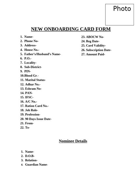 New Labour Card Form Pdf