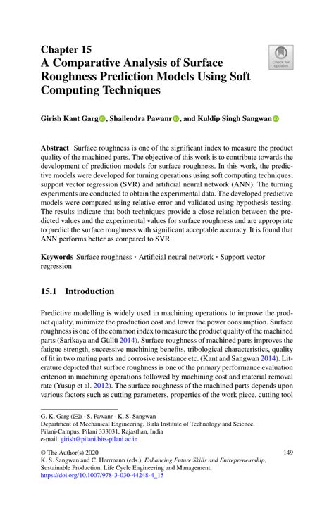 pdf a comparative analysis of surface roughness prediction models
