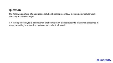 Solved The Following Picture Of An Aqueous Solution Best Represents A