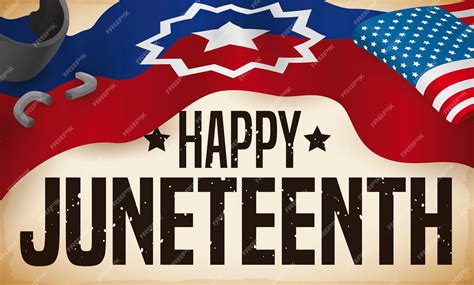 Premium Vector Juneteenth Flag And Broken Shackles To Celebrate This American Holiday