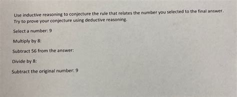 Solved Use Inductive Reasoning To Conjecture The Rule That Chegg