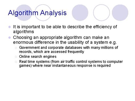 algorithm analysis objectives l determine the running time