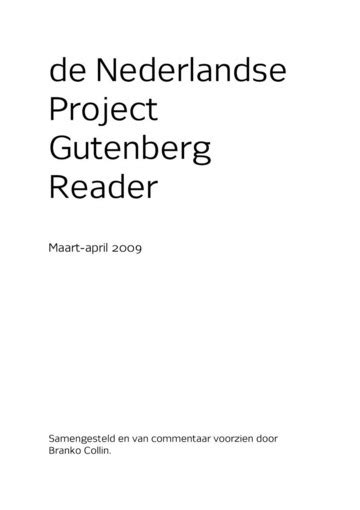 Nederlandse Project Gutenberg Reader Maart April 2009 Branko