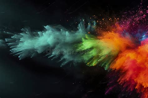 An Effusive Explosion Of Colored Powder On A Black Background Creating