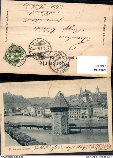 Luzern 714772 Luzern Lucerne Wasserturm Kapellbrücke 1900